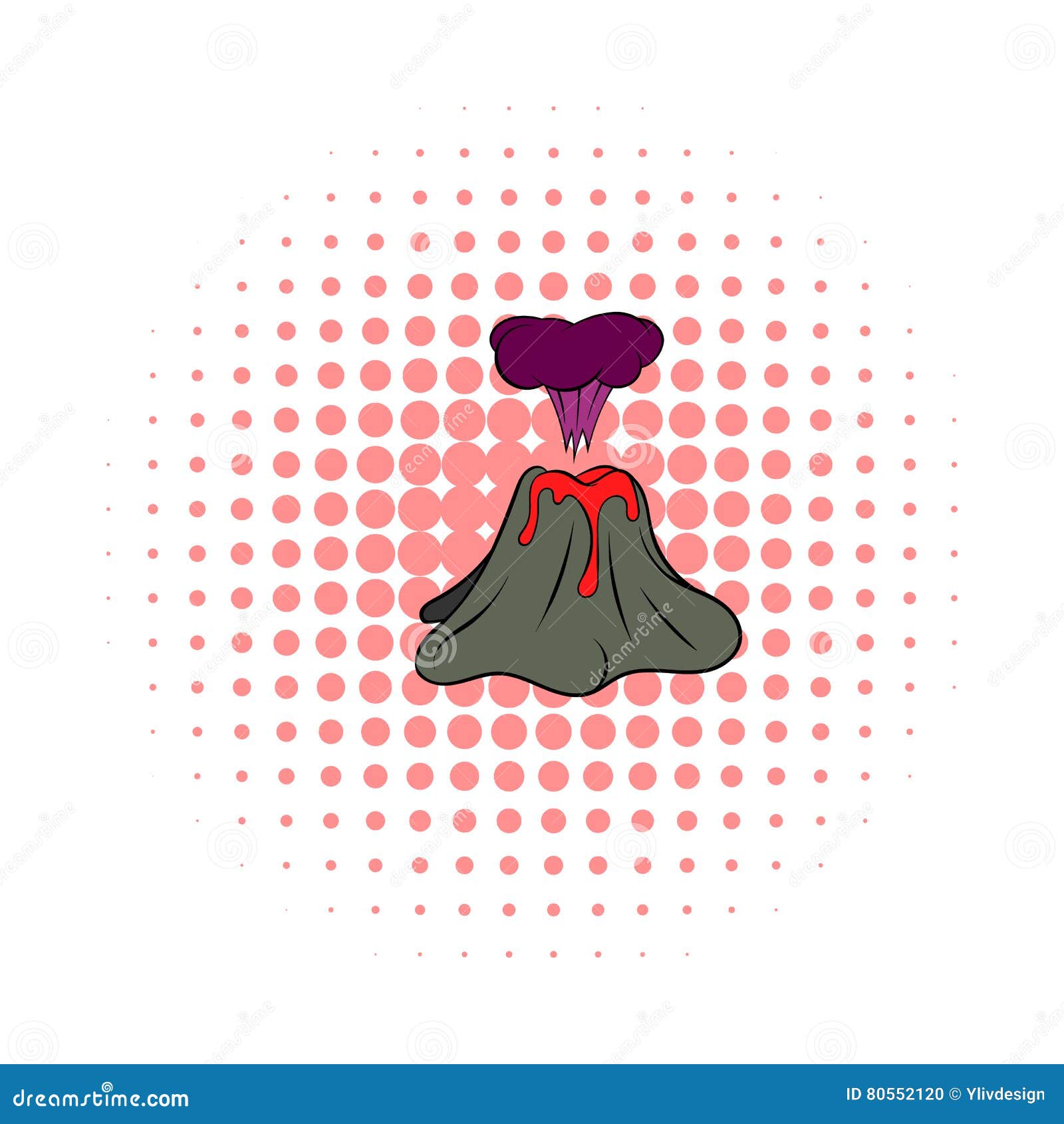 Volcano Erupting Icon, Comics Style Stock Vector - Illustration of ...
