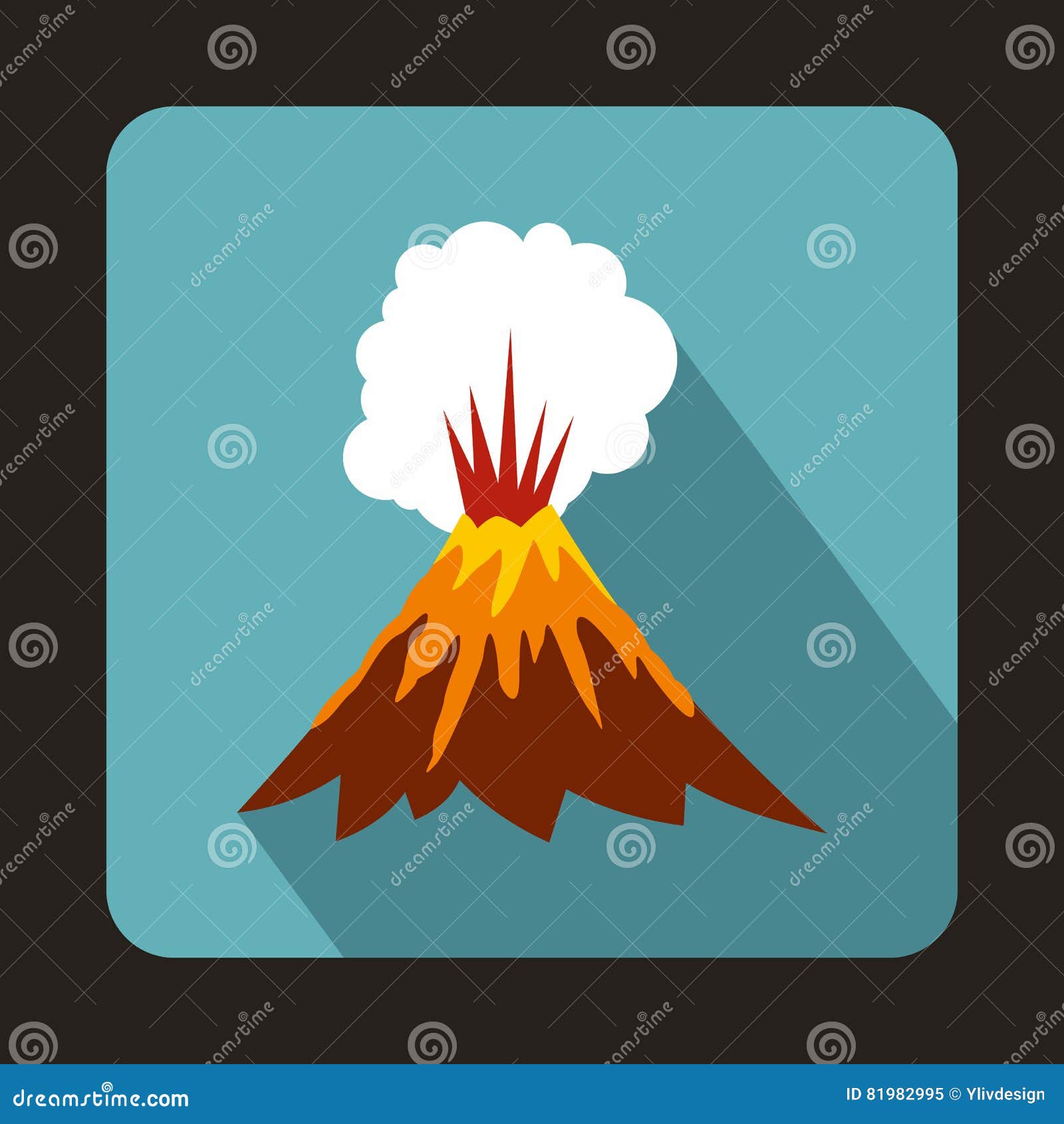 Volcano Erupting And Emitting Vapor, Dust Cloud And Magma Isolated On ...