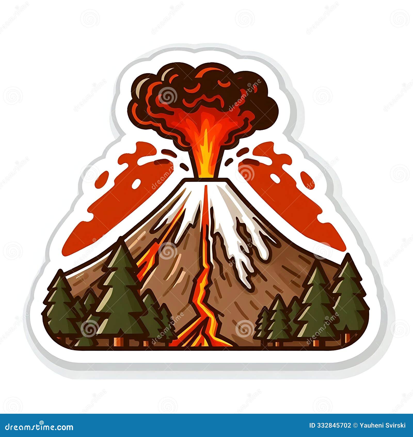 A Volcano Erupting with Lava and Ash. the Volcano is Surrounded by ...