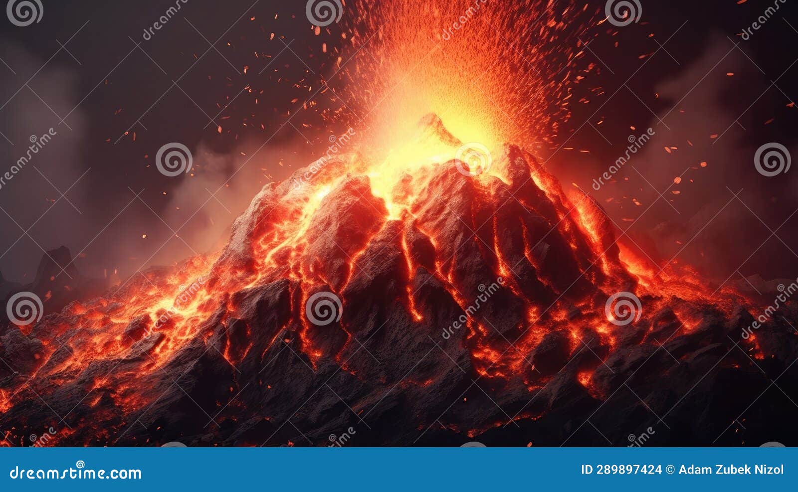 A Volcano Erupting with Lava Stock Illustration - Illustration of ...