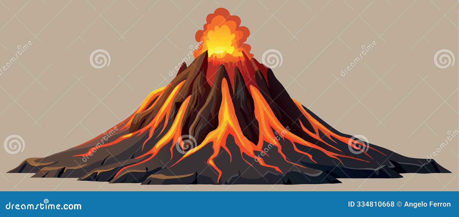 Volcano Erupting with Molten Lava Rocks and Smoke Exploding from Its ...
