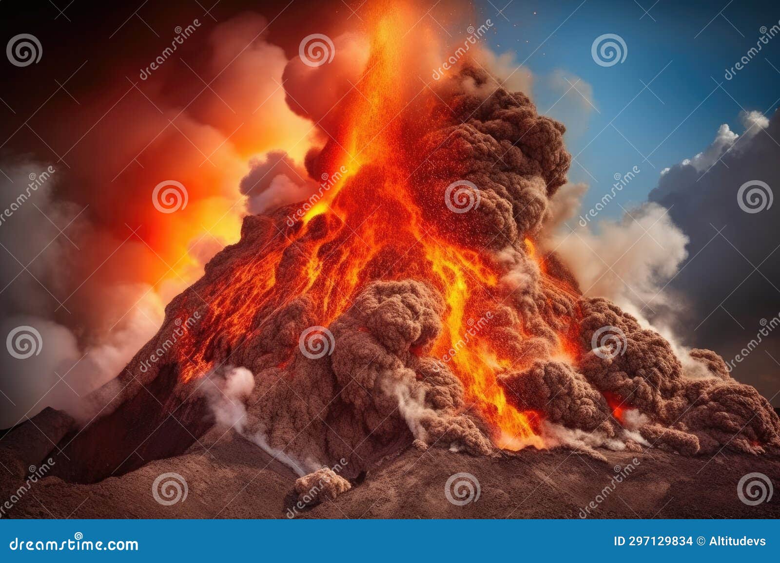 Volcano Erupting with Molten Lava and Smoke Stock Photo - Image of ...