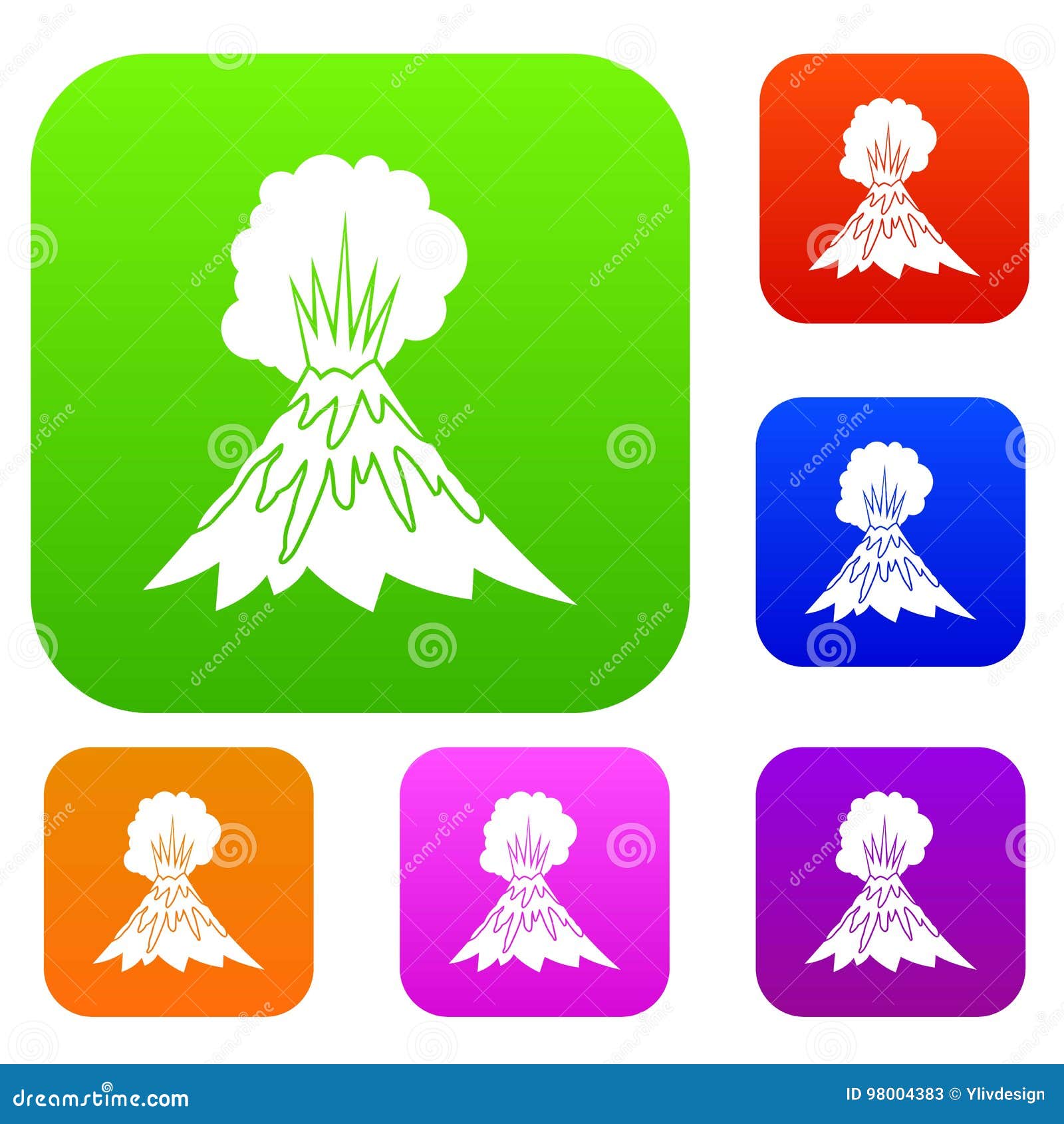 Volcano Erupting Set Collection Cartoon Vector | CartoonDealer.com ...