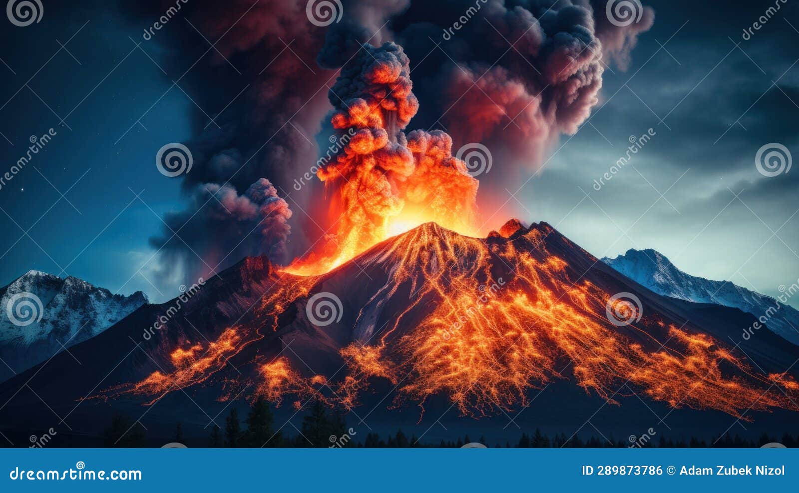 A Volcano Erupting with Smoke and Fire Stock Illustration ...