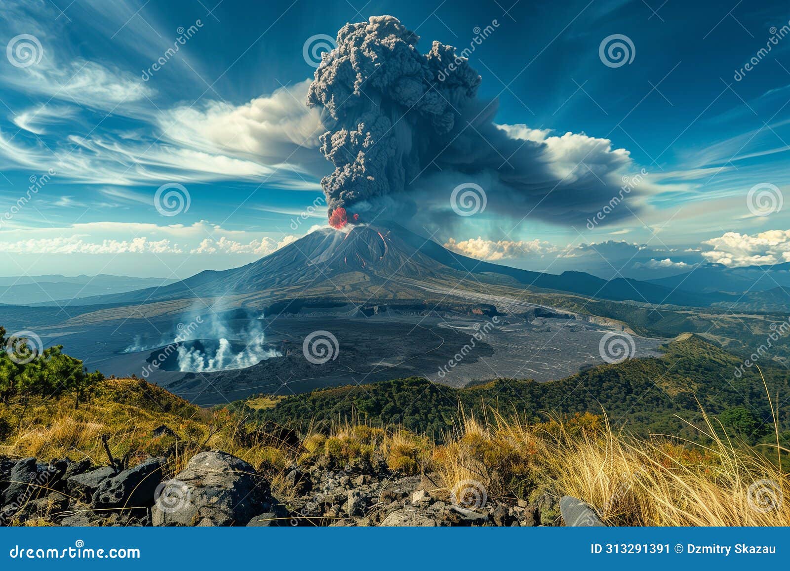 Volcano Erupting Smoke into Sky Stock Image - Image of geology ...