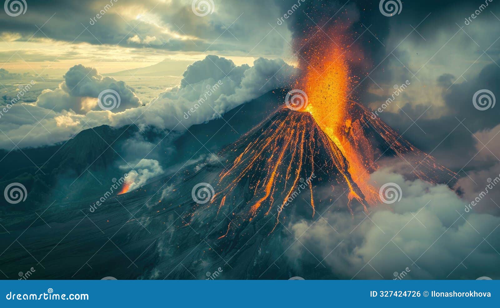 Volcano during Eruption. Ai Generated Stock Photo - Image of trip ...