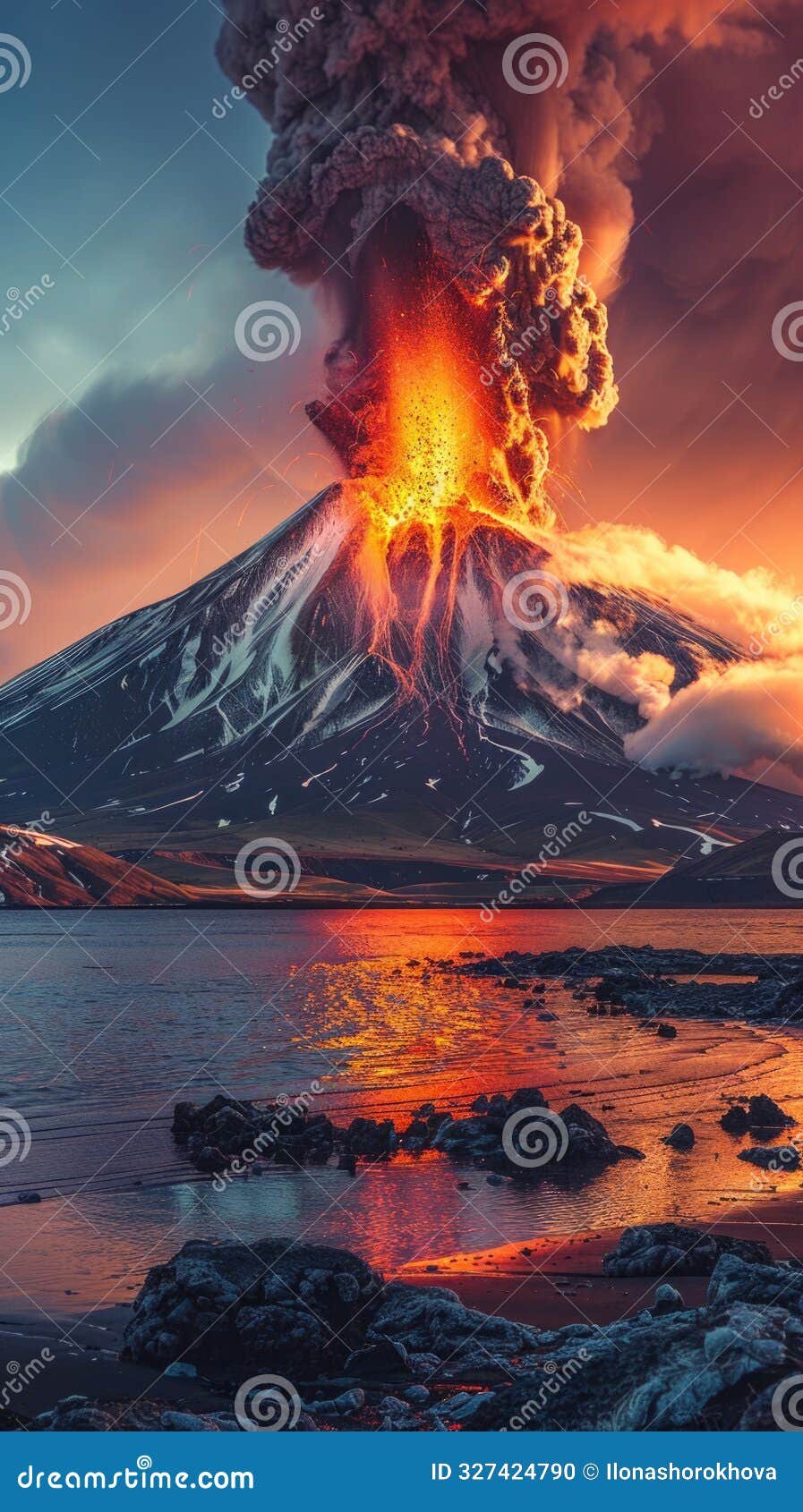 Volcano during Eruption. Ai Generated Stock Photo - Image of tourism ...
