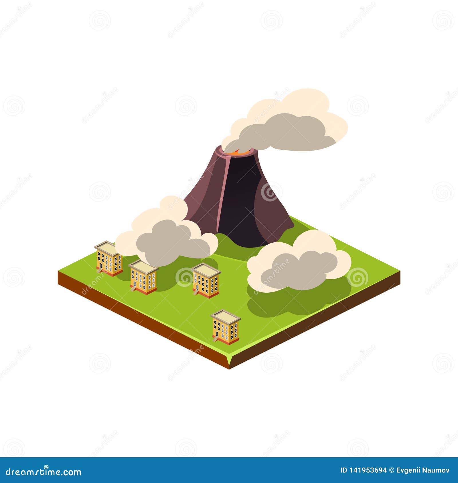 Volcano Eruption and Ash. Natural Disaster Icon. Vector Illustration ... Volcano Eruption and Ash. Natural Disaster Icon. Vector Illustration ...