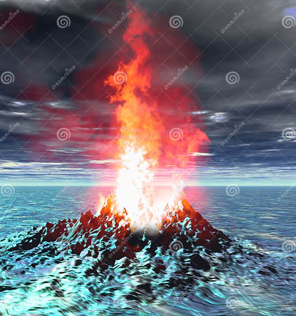 Volcano Eruption Flame Fire Virtual Scene Stock Illustration ...