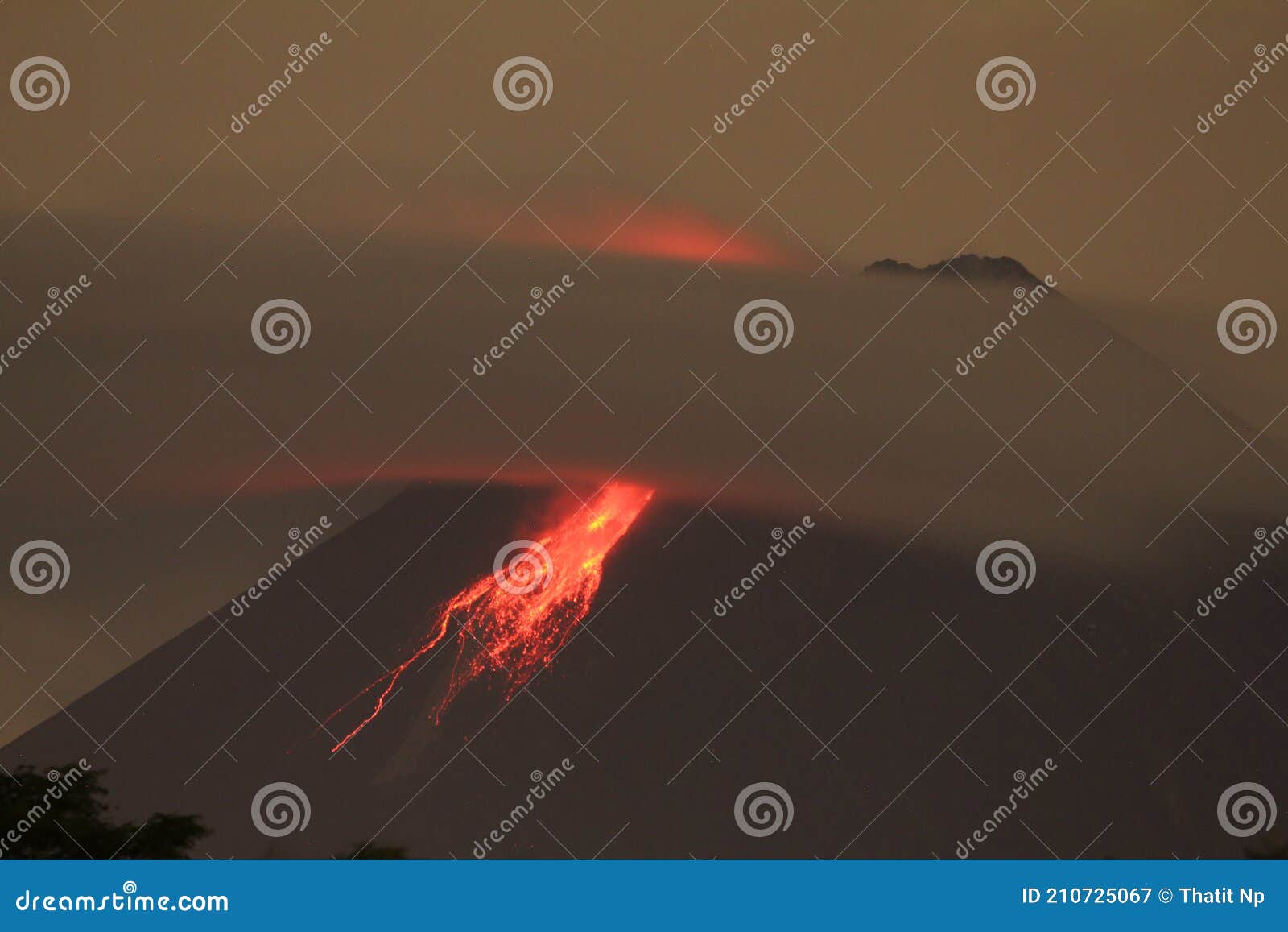 Volcano Eruption With Flow Lava Royalty-Free Stock Photo ...
