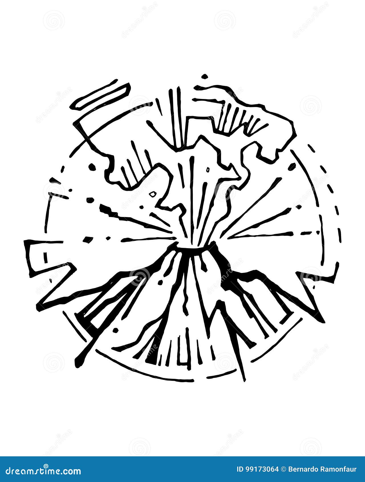 Volcano Eruption Hand Drawn Illustration Ink Drawing Stock Vector ...