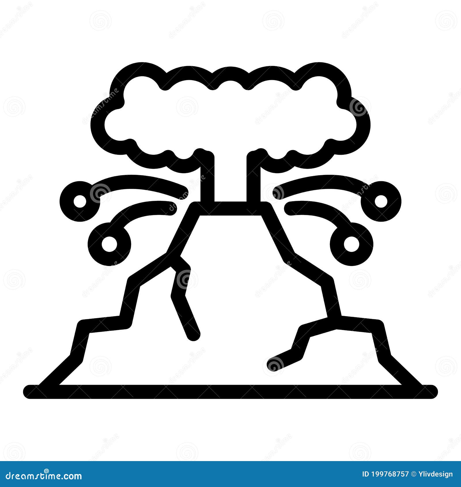 Volcano Eruption Icon, Outline Style Stock Vector - Illustration of ...