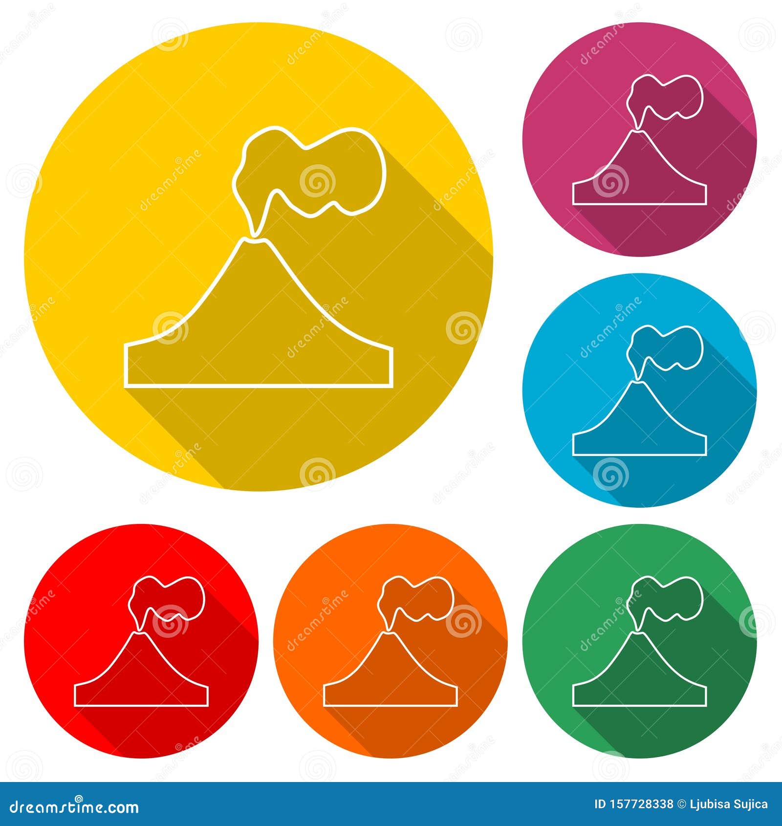 Volcano eruption icon stock vector. Illustration of color - 157728338