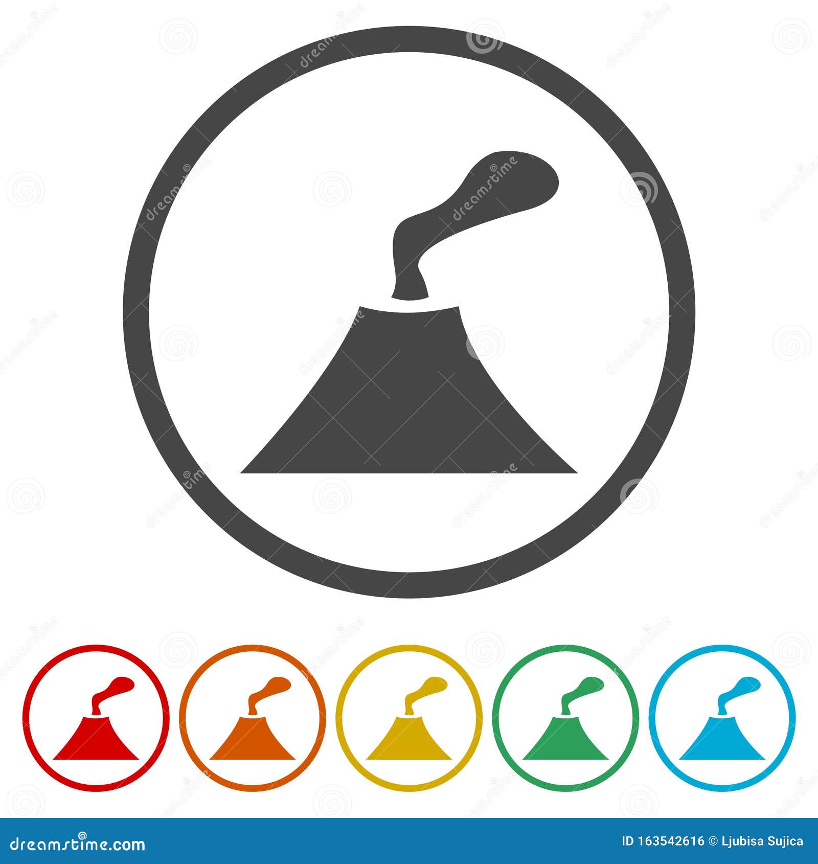 Volcano eruption icons set stock vector. Illustration of logo - 163542616