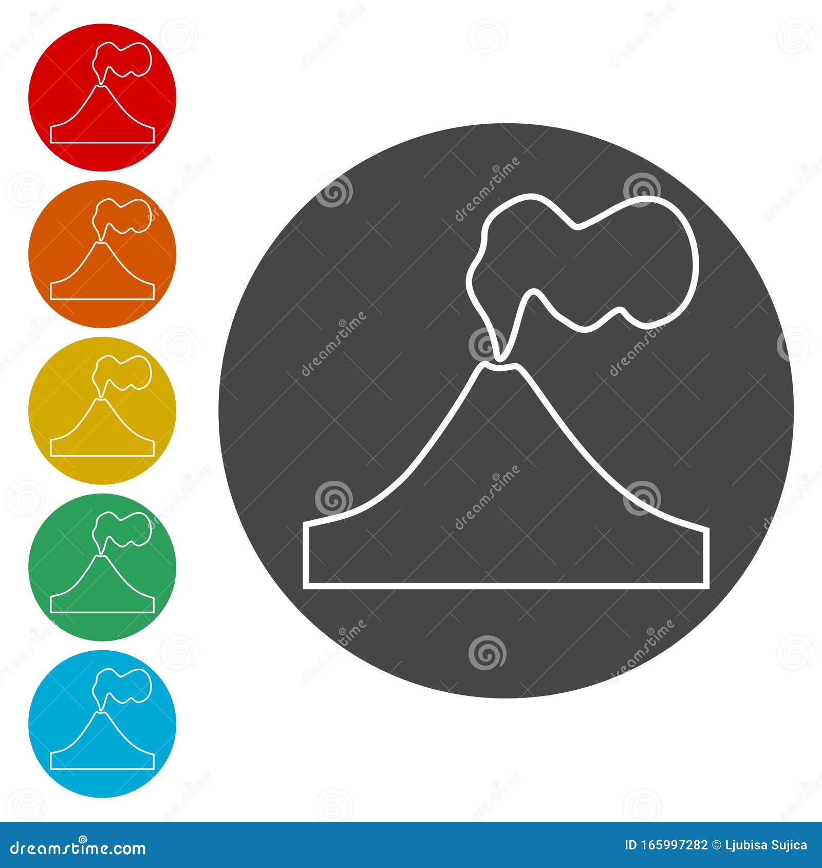 Volcano eruption icons set stock vector. Illustration of motion - 165997282