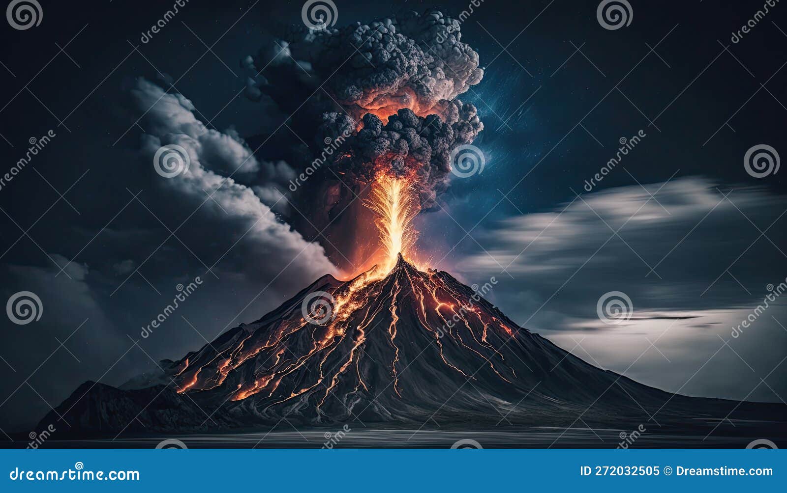 Volcano Eruption Illustration by Generative AI Stock Illustration ...