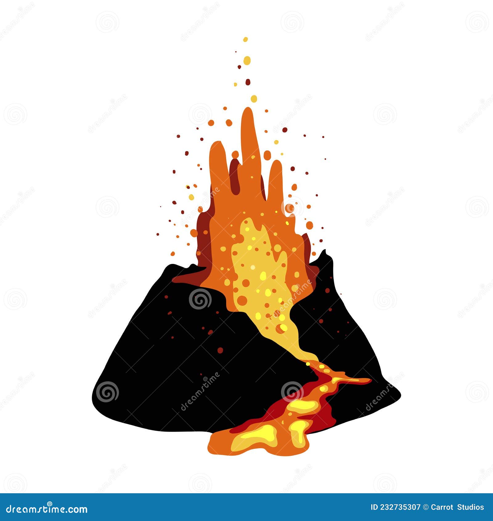Volcano Eruption Illustration Cartoon Vector | CartoonDealer.com #232735307