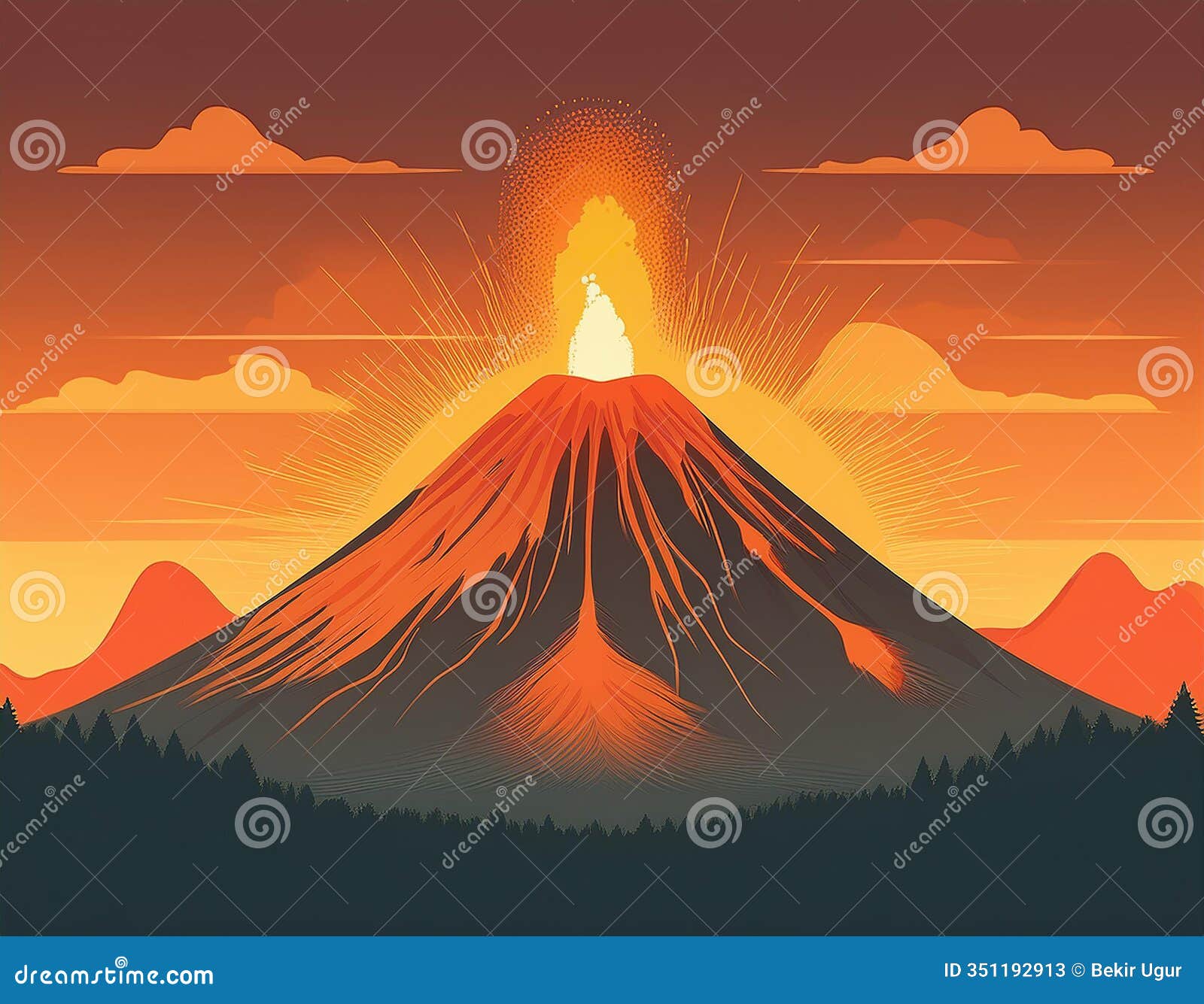 Volcano Eruption Illustration. Stock Illustration - Illustration of ...