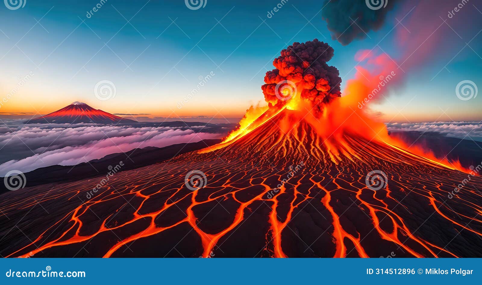 Volcano Eruption stock photo. Image of erupts, explosion - 314512896