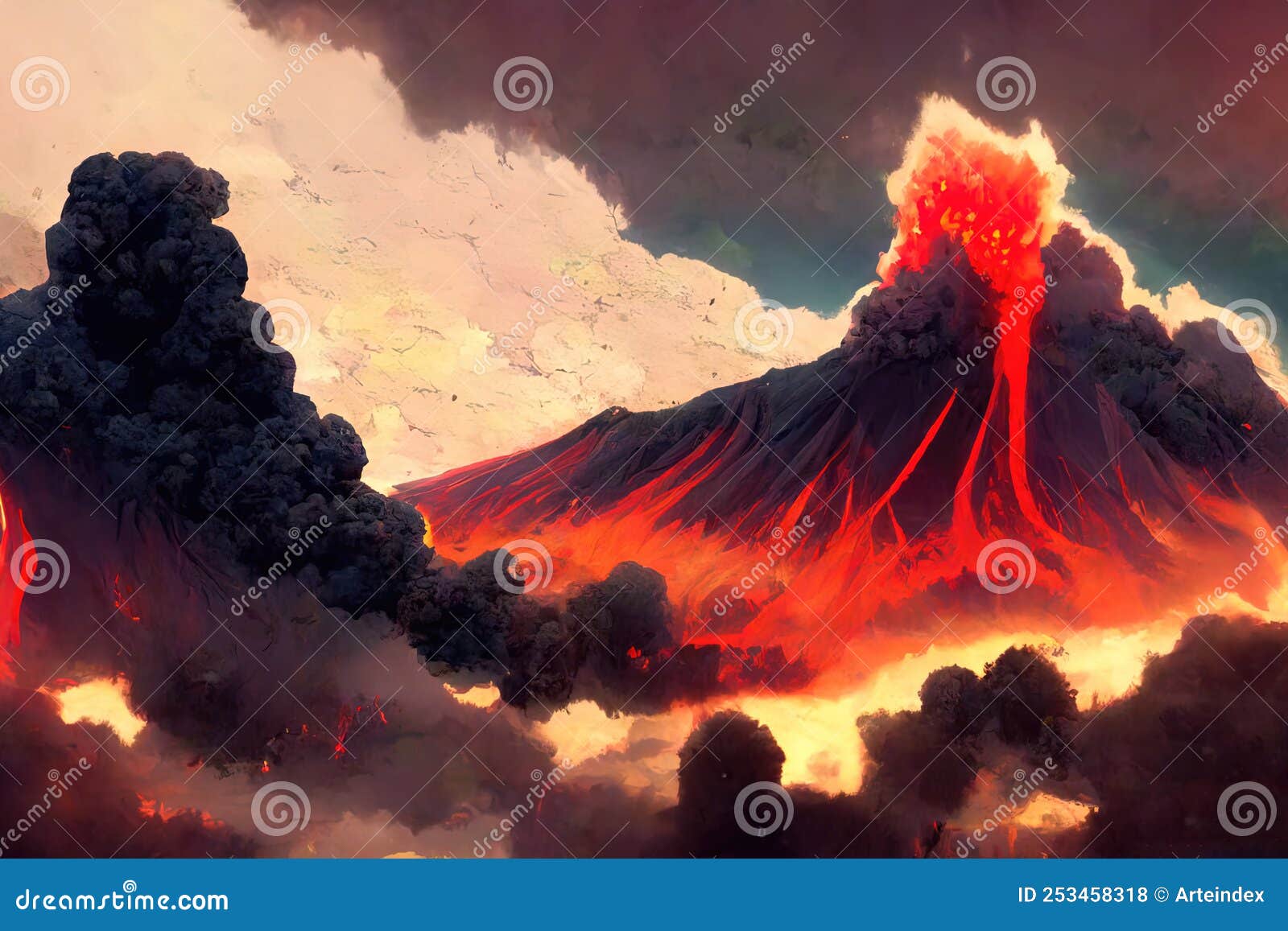 Volcano Eruption, Lava Flow, Explosion Royalty-Free Illustration ...