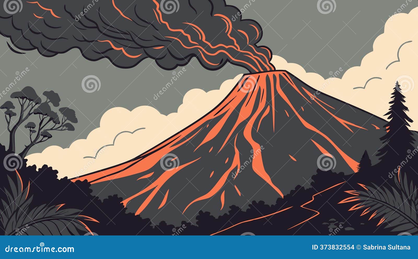 Geology Lava Plateau Landscape Stock Illustration | CartoonDealer.com ...
