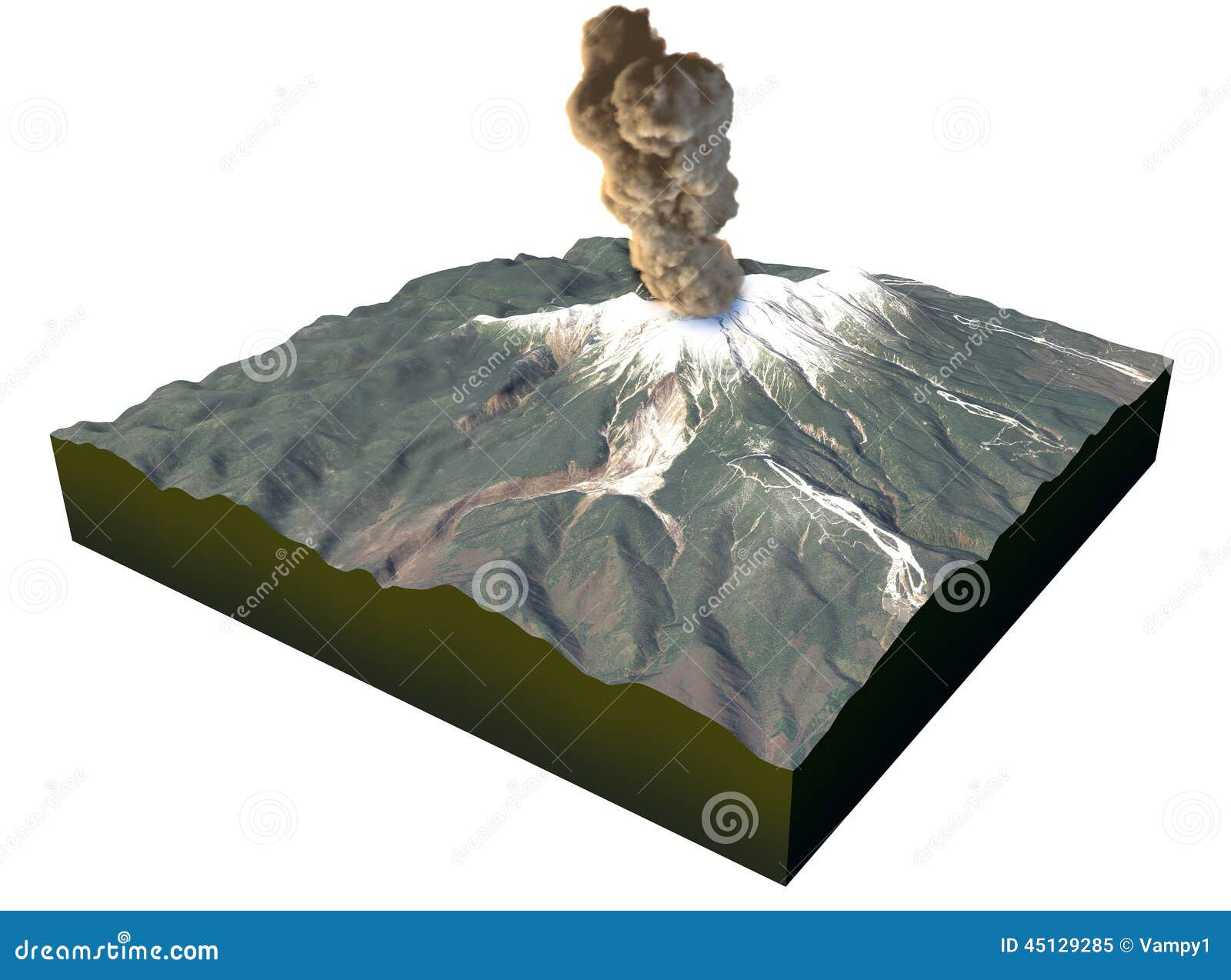 Volcano Eruption Mount Ontake, Japan Stock Illustration - Illustration ...