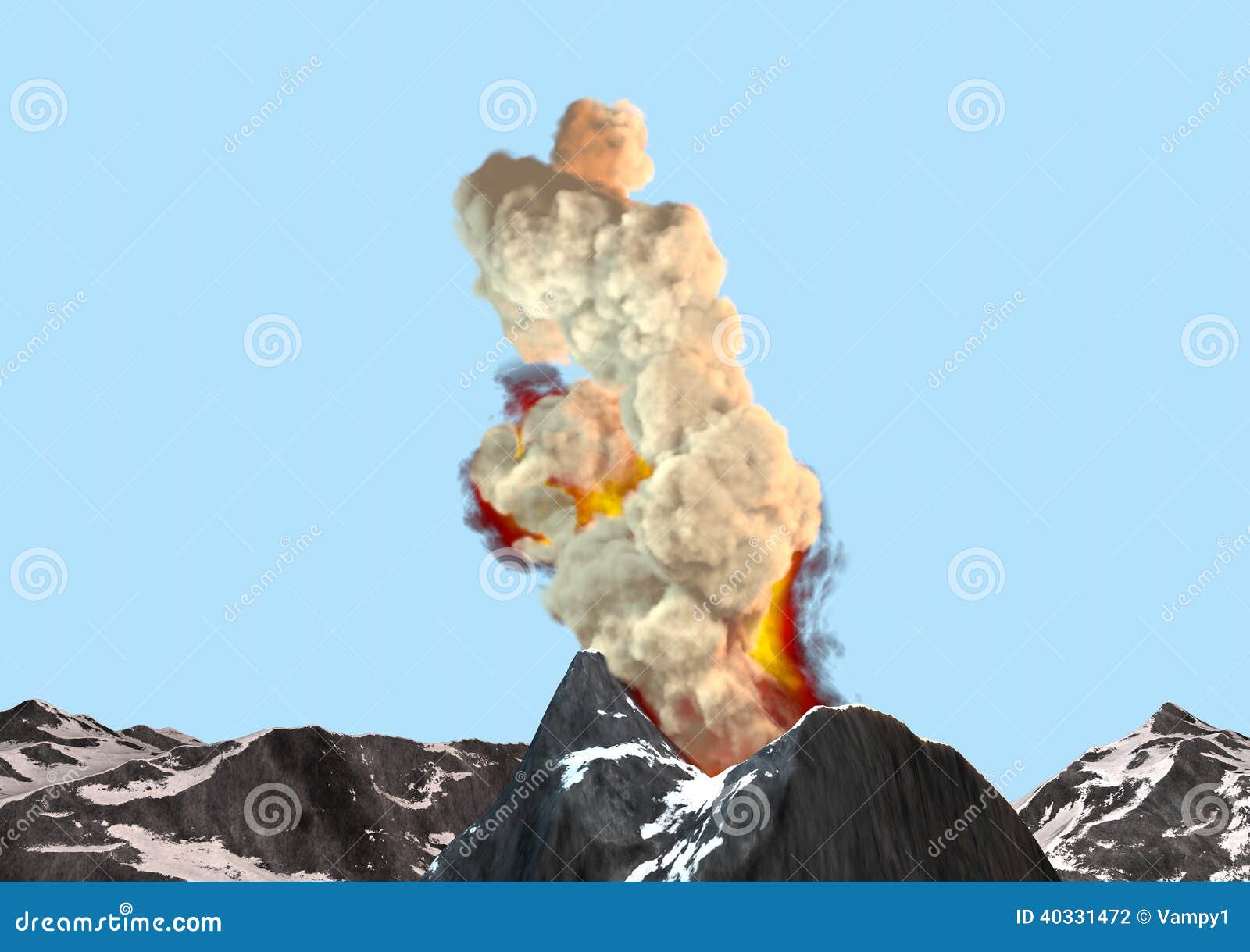 Volcano Eruption Smoke Ashes Stock Illustration - Illustration of magma ...