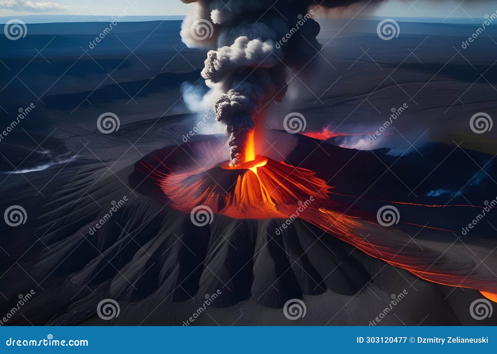 Volcano Eruption with Smoke. Generative AI Stock Illustration ...