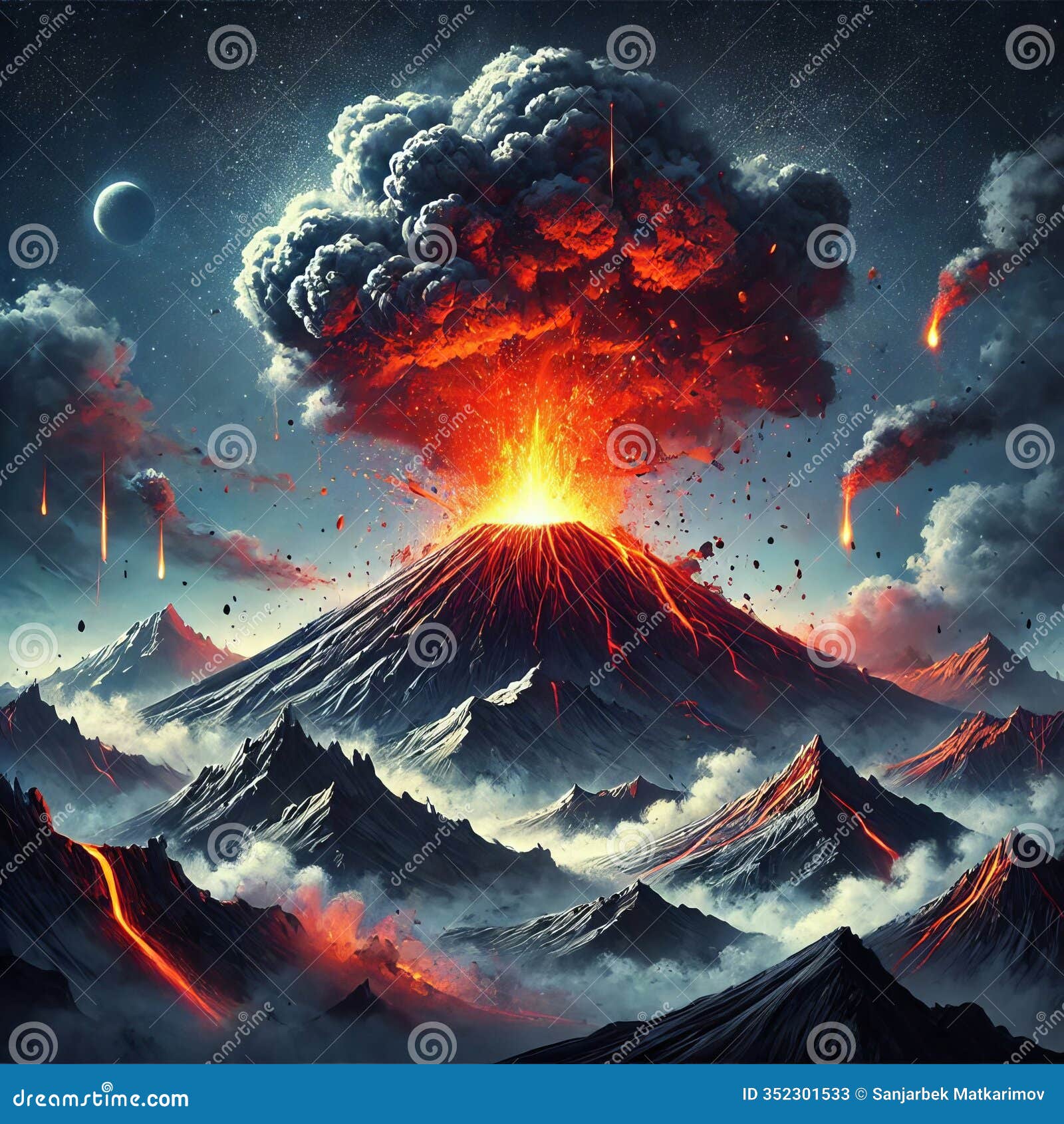 Volcano Eruption a Volcano Spewing Lava and Ash Symbolizing Expl Stock ...