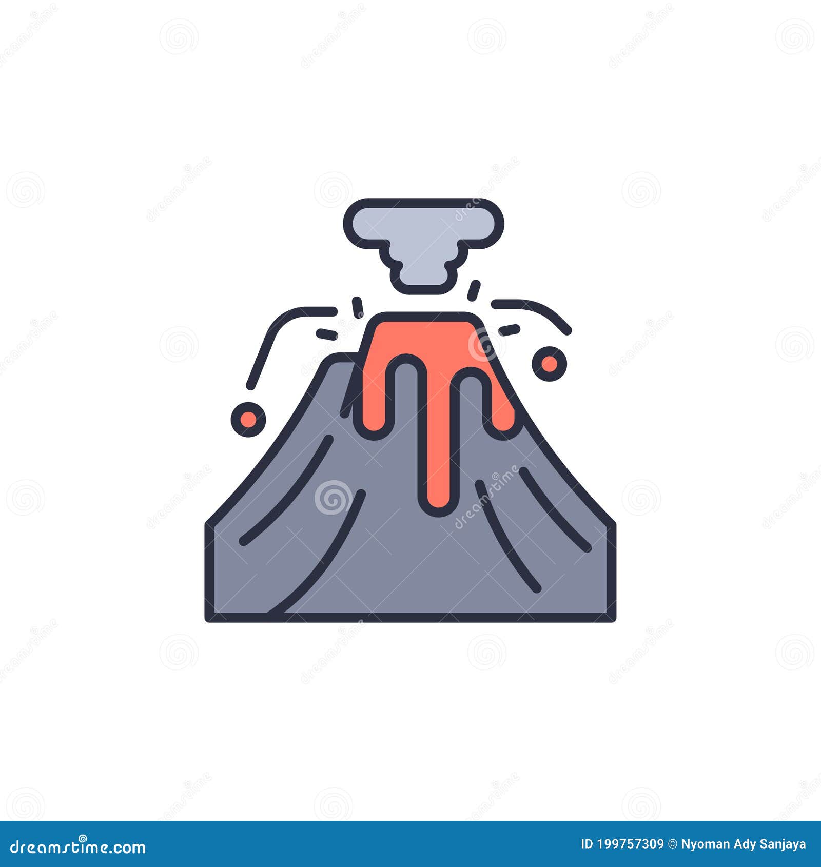 Volcano Eruption Vector Icon Symbol Disaster Isolated on White ...