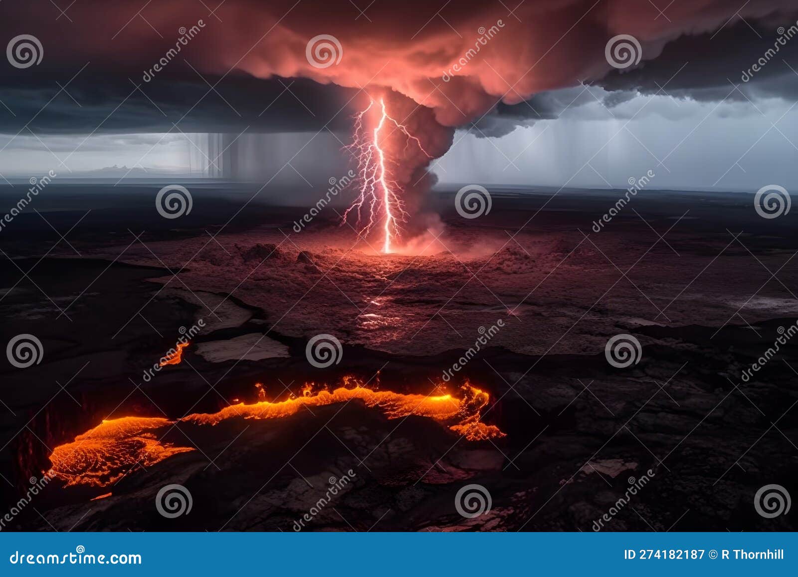 Volcano Eruptions Lightning Lava Nature Weather Stock Illustration ...