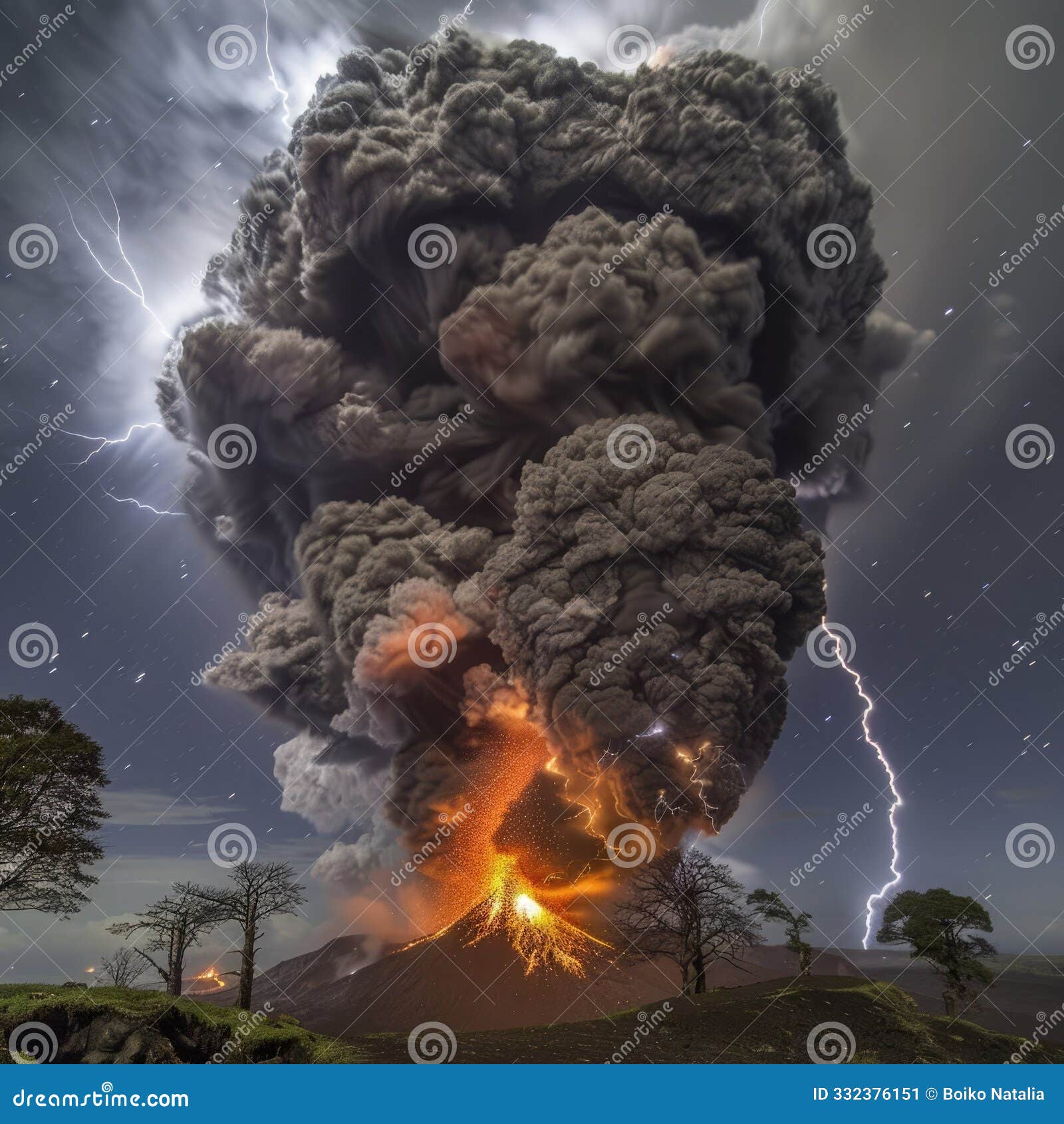 Volcano Erupts Dramatically at Night, Illuminating the Sky with ...