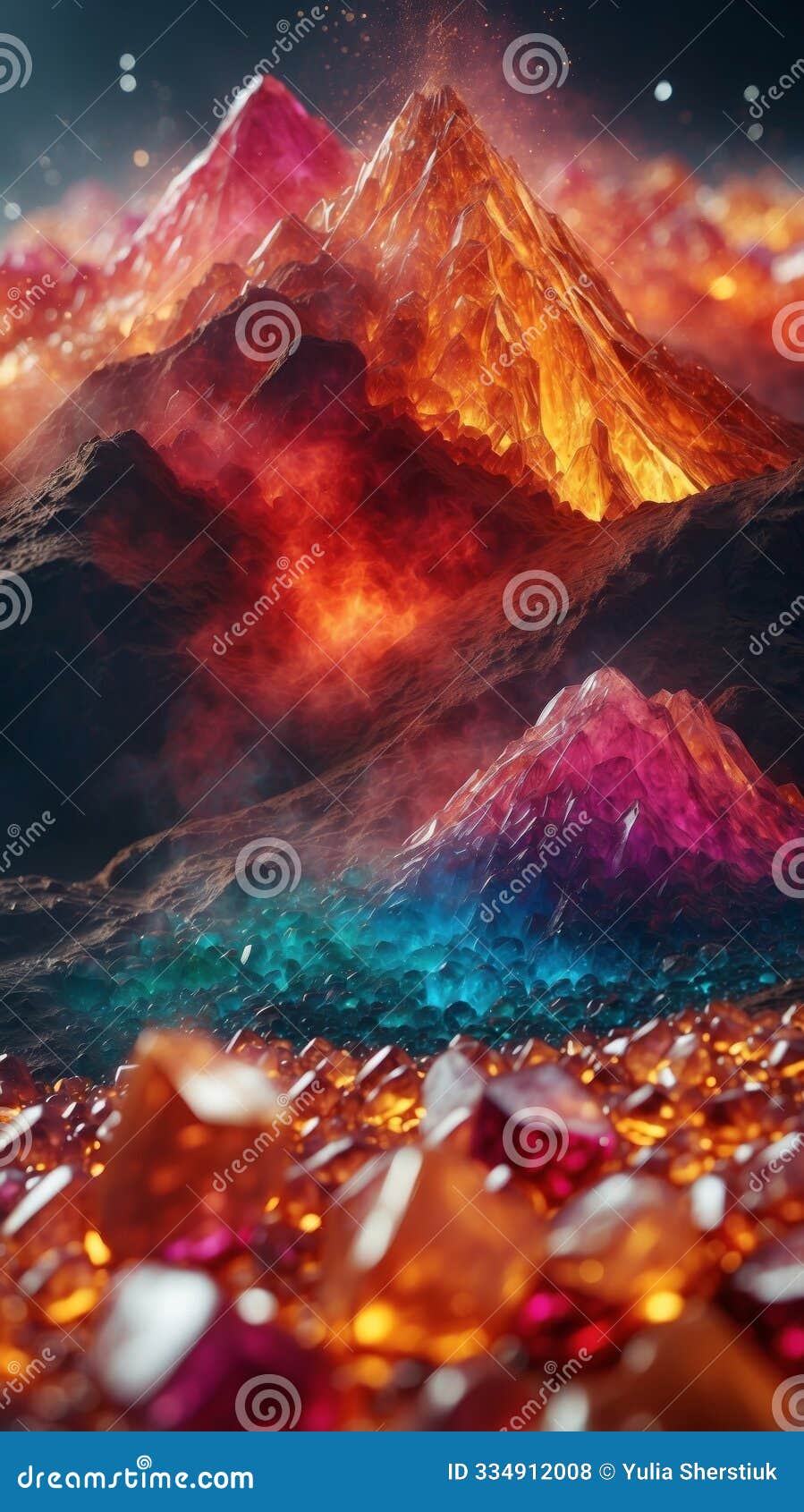 A Volcano that Erupts Liquid Gemstones, Cascading into a River of ...