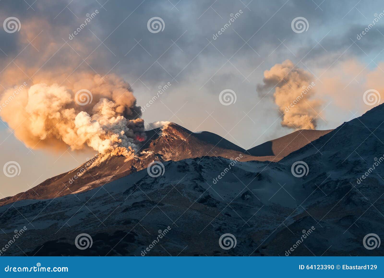 Volcano Etna eruption stock photo. Image of video, paroxysm - 64123390