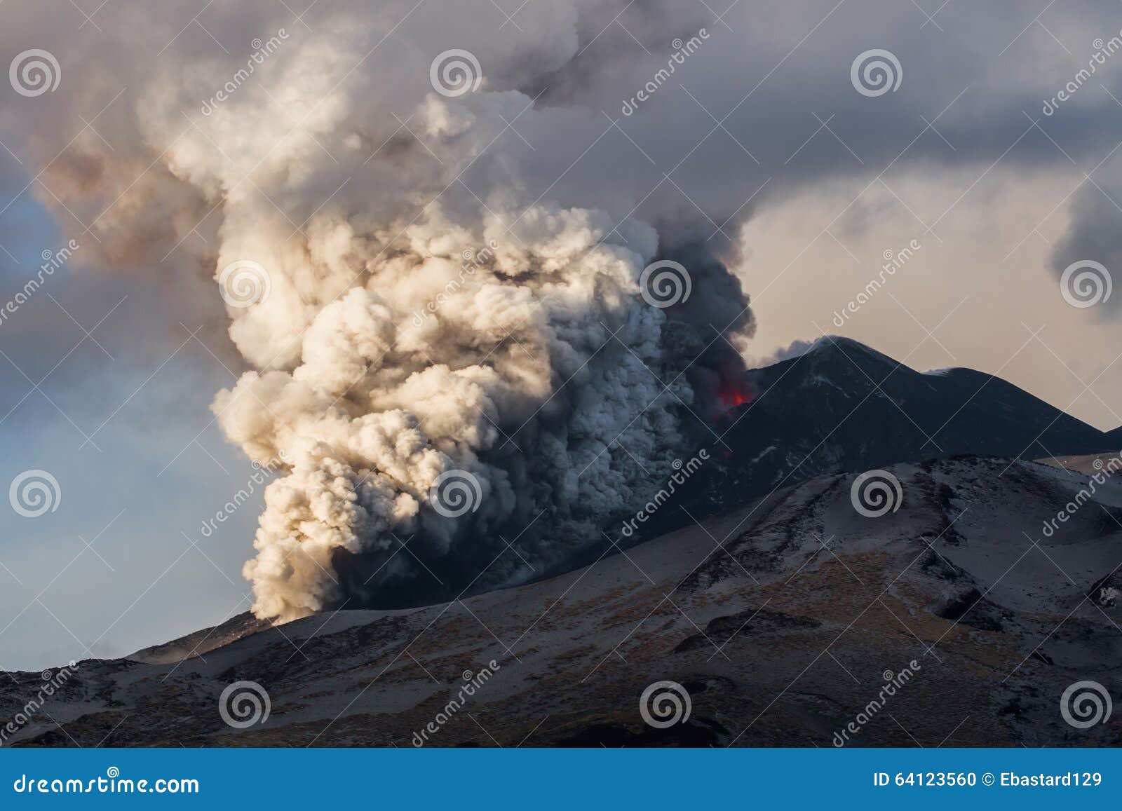 Volcano Etna eruption stock photo. Image of vulcano, geologist - 64123560