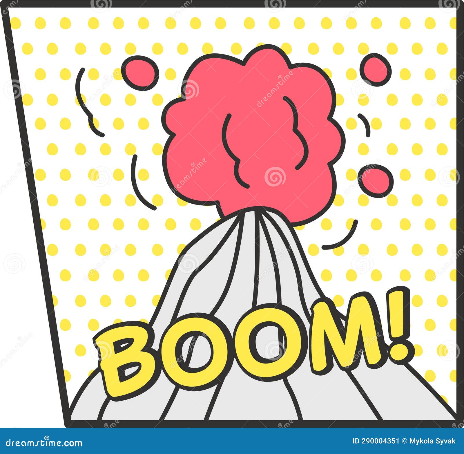 Volcano Explosion Pop Comic Sticker Stock Illustration - Illustration ...