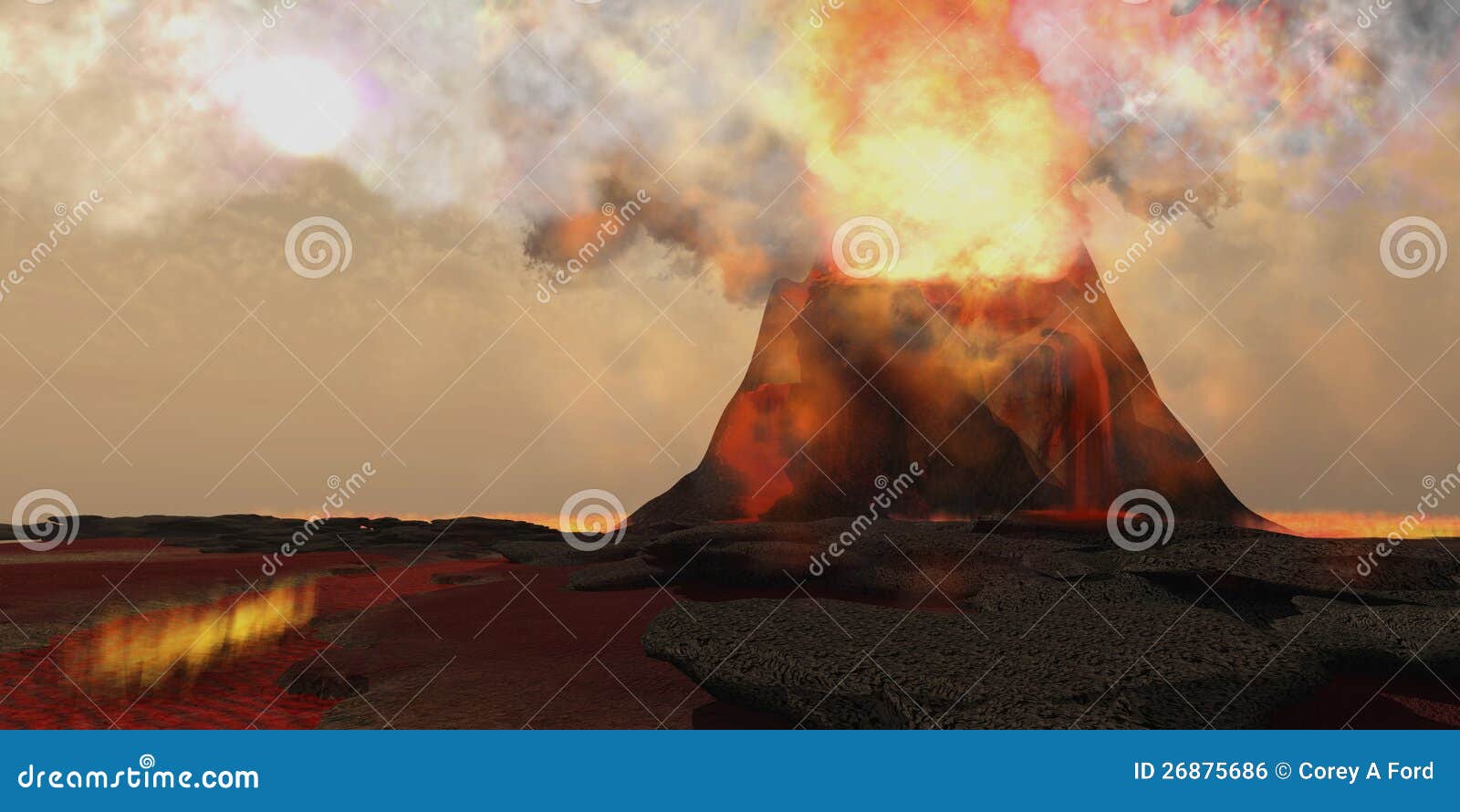Volcano Fire stock illustration. Illustration of fissure - 26875686
