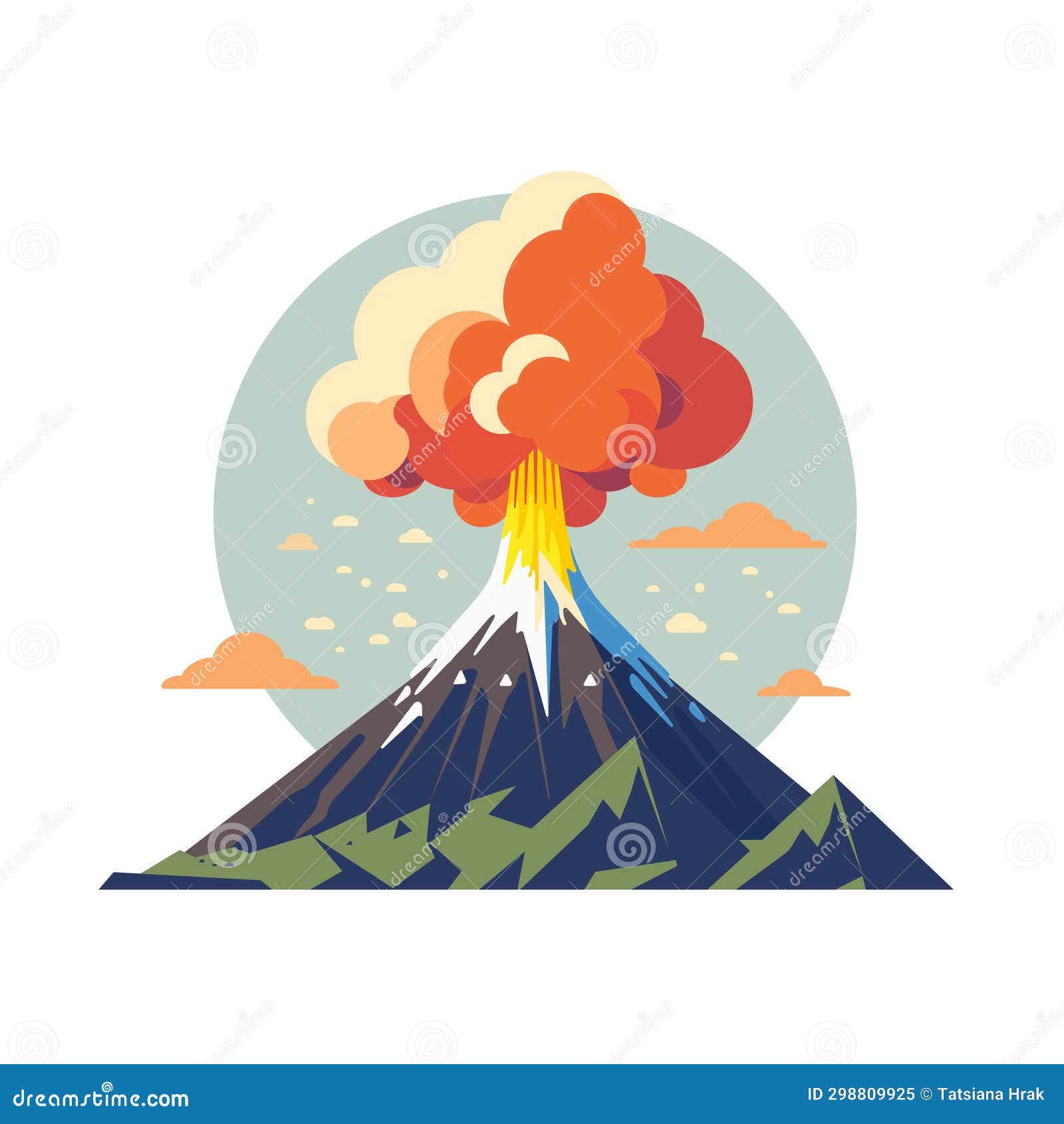 Volcano in a Flat Style Isolated on a White Background Stock ...
