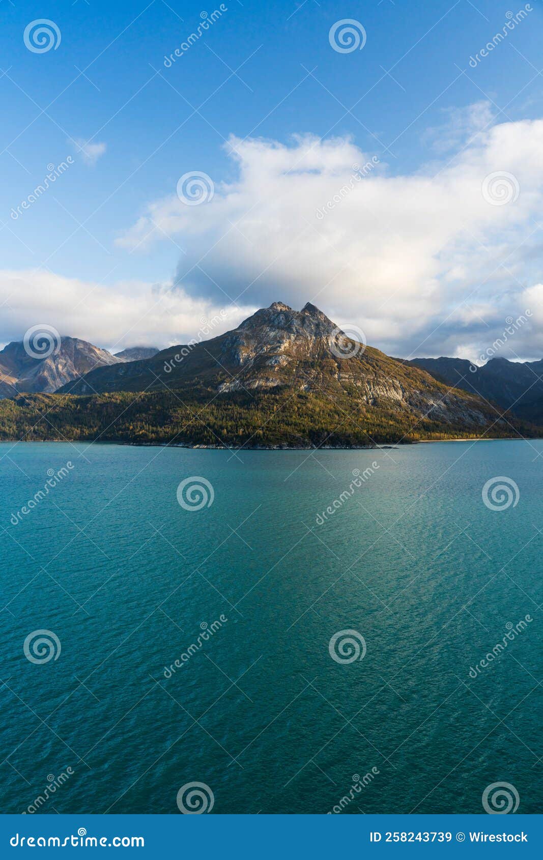 Volcano in Glacier Bay by the Lake, Vertical Stock Image - Image of ...