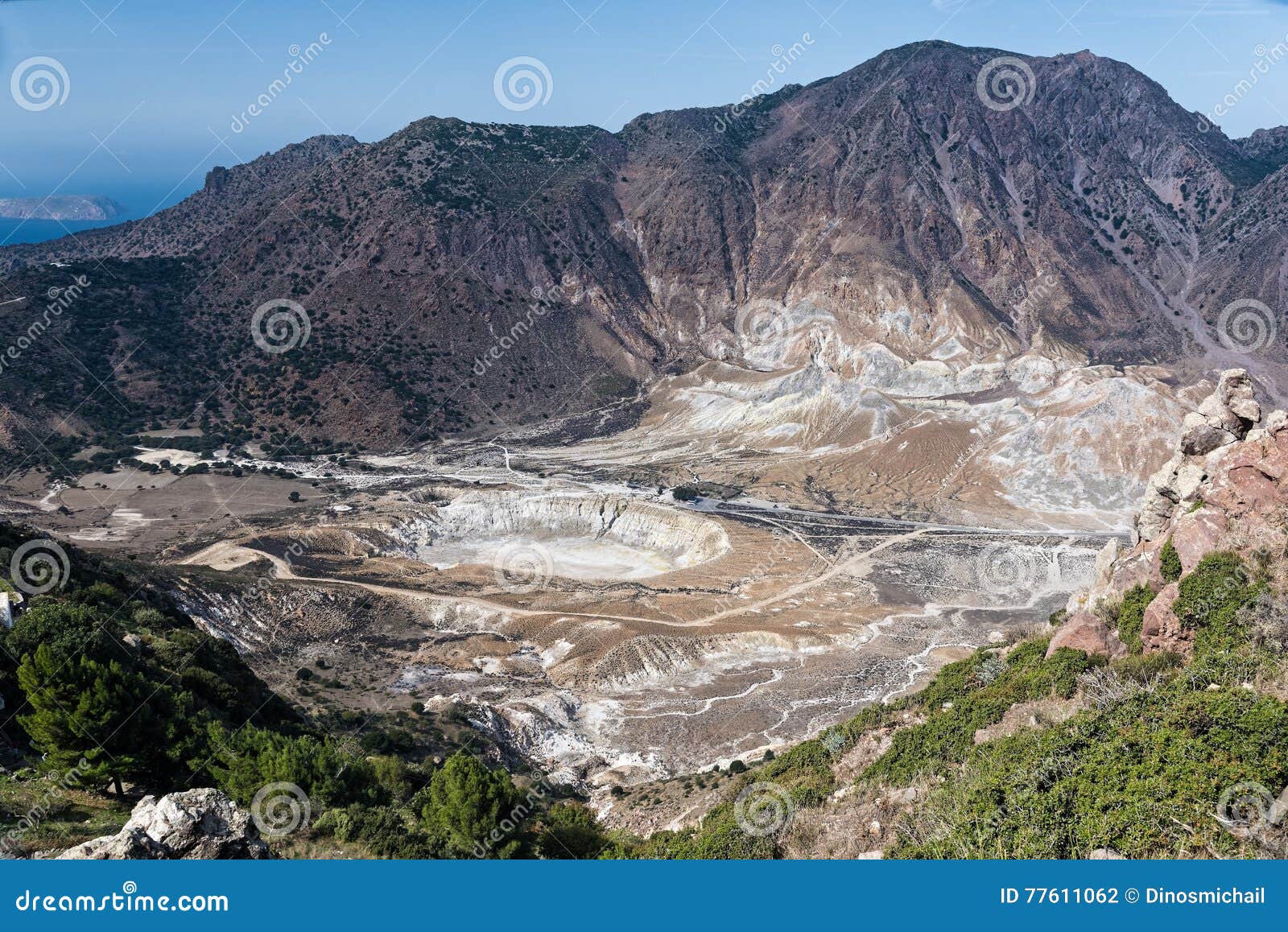 Volcano in Greece stock photo. Image of active, landscape - 77611062
