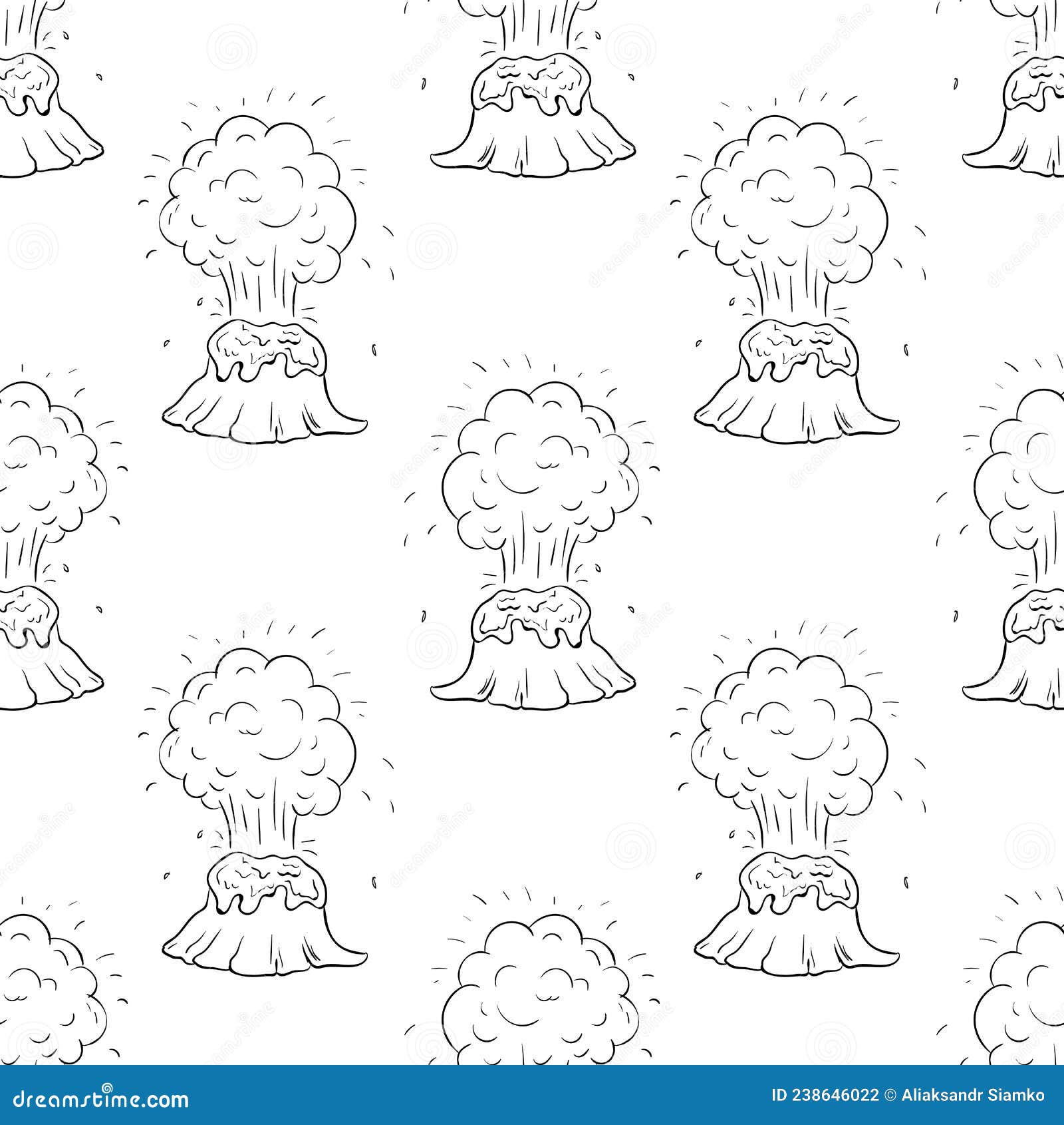 Volcano Hand Drawn Sketch. Seamless Pattern Stock Vector - Illustration ...