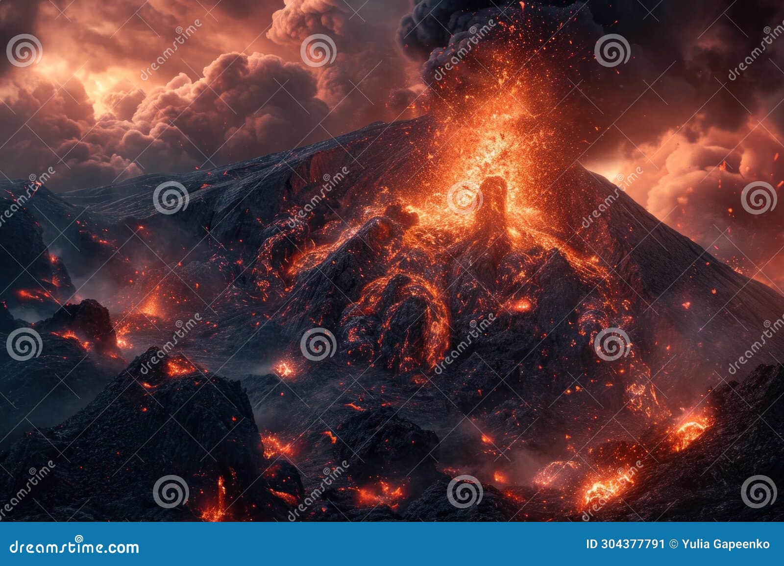 A Volcano Has Been Seen Exploding. Stock Image - Image of night ...
