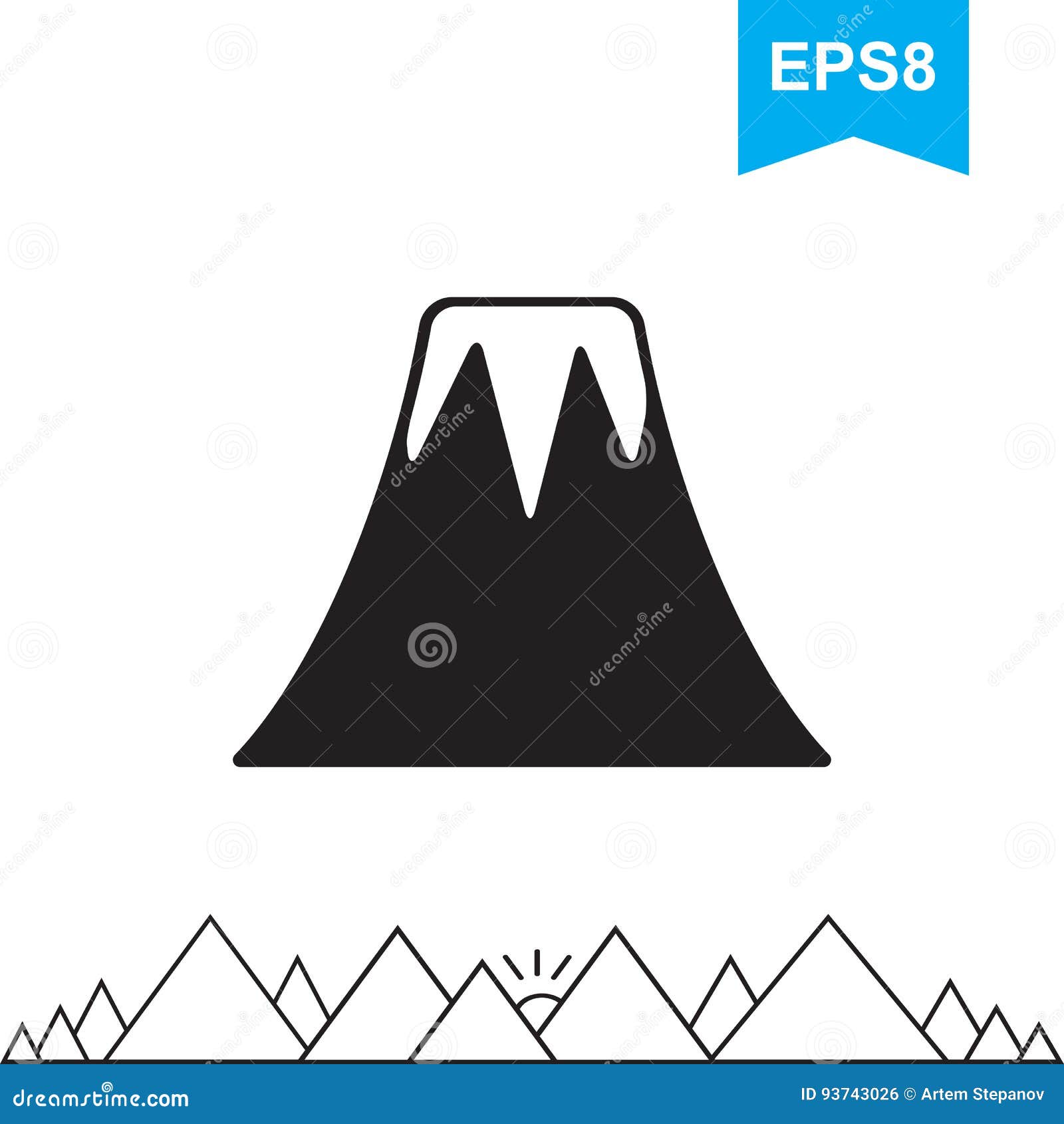 Volcano Icon Isolated stock vector. Illustration of nature - 93743026