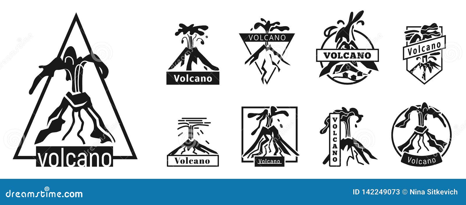 Volcano Icons Set, Simple Style Stock Vector - Illustration of design ...