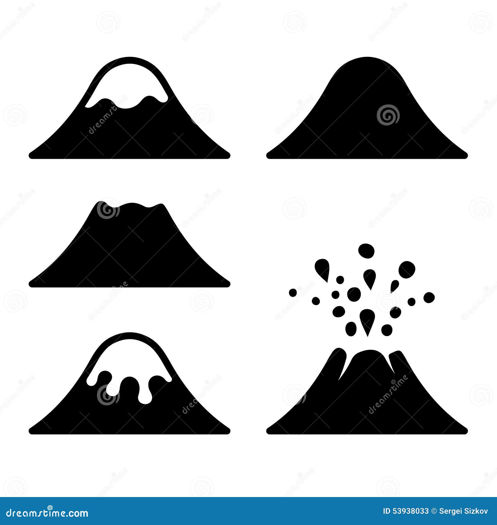 Volcano Icons Set. Vector stock vector. Illustration of contour - 53938033 Volcano Icons Set. Vector stock vector. Illustration of contour - 53938033