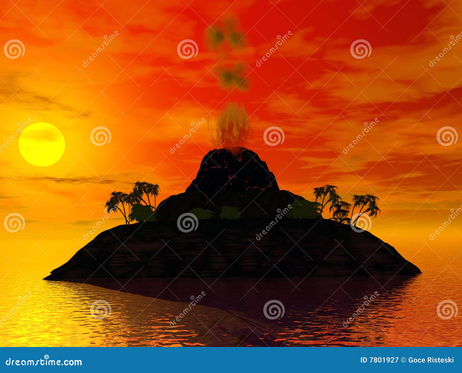 Volcano Island Stock Illustration | CartoonDealer.com #7801927