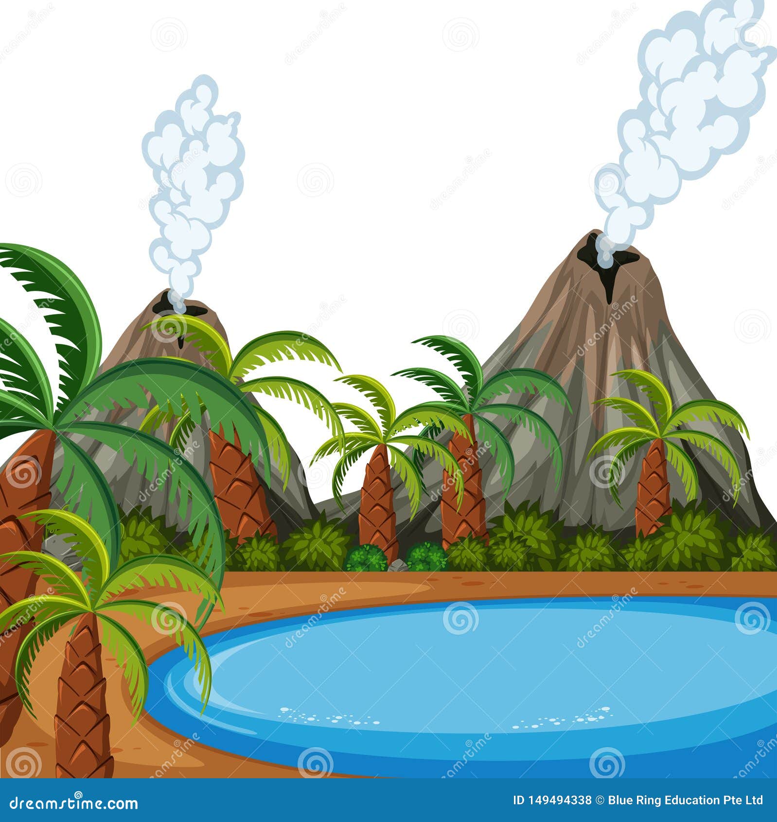 A volcano island landscape stock vector. Illustration of rock - 149494338