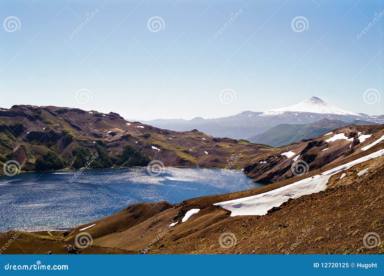 Volcano and Lake, Chile stock image. Image of lake, azul - 12720125
