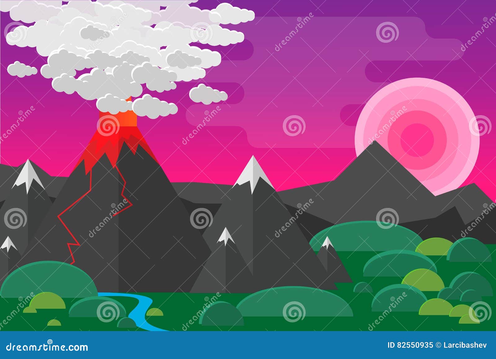 Volcano landscap stock vector. Illustration of nature - 82550935