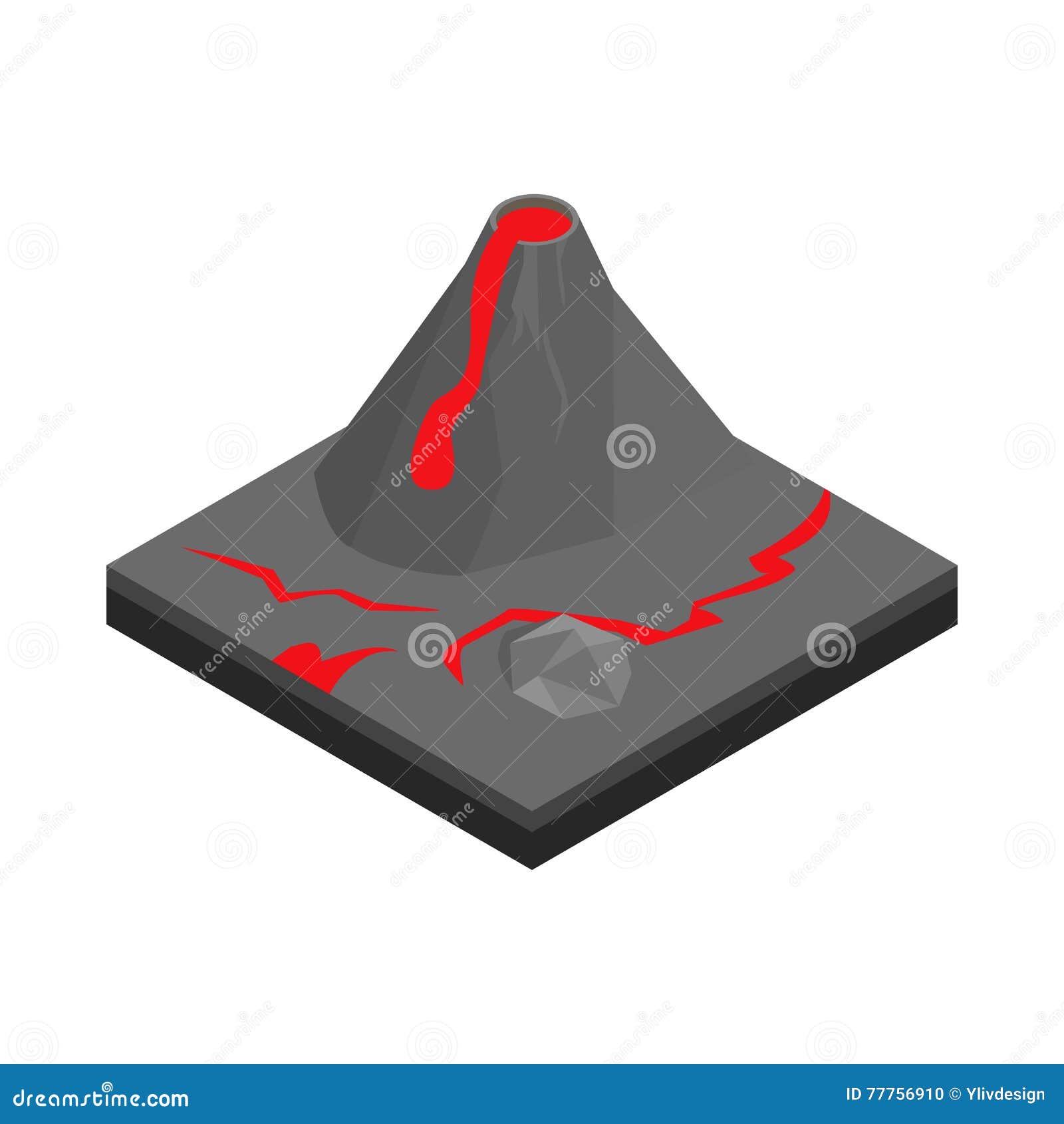 Volcano Landscape Icon, Isometric 3d Style Stock Vector - Illustration ...
